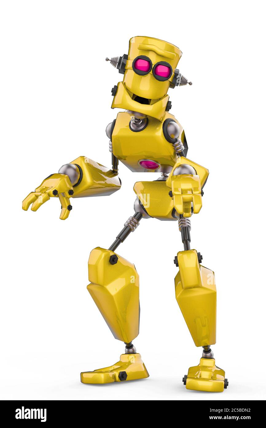 funny robot cartoon doing a monster pose in a white background, 3d ...