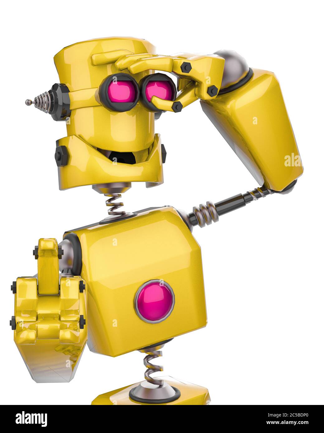 funny robot cartoon in a white background., 3d illustration Stock Photo ...