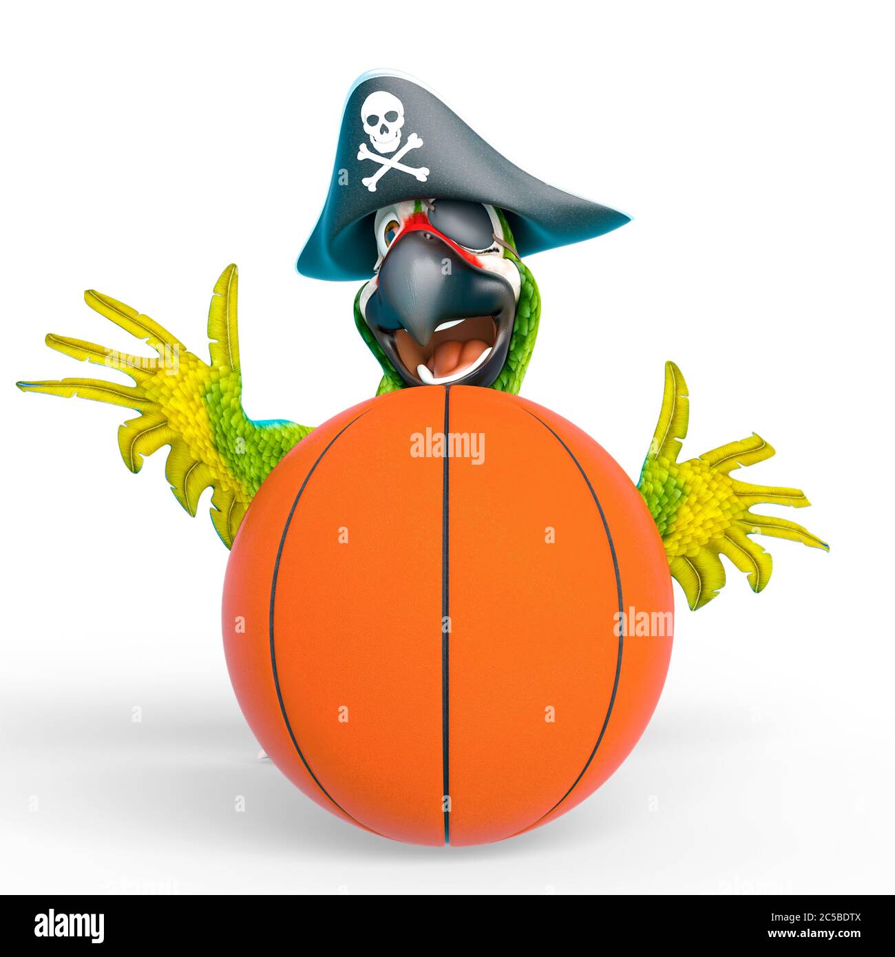 parrot pirate want to play basketball, 3d illustration Stock Photo - Alamy
