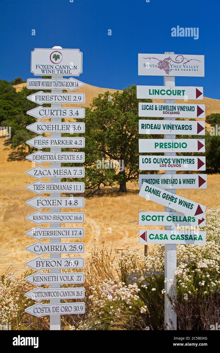 Winery Signs, Santa Ynez Valley, Santa Barbara County, Central ...