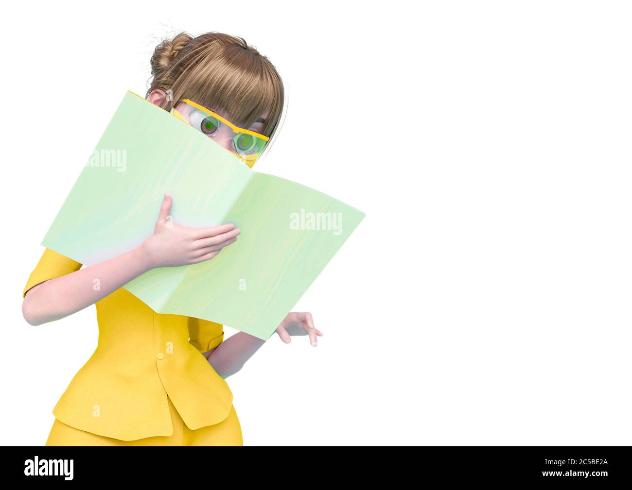 nurse cartoon is reading the chart in white background with copy space ...