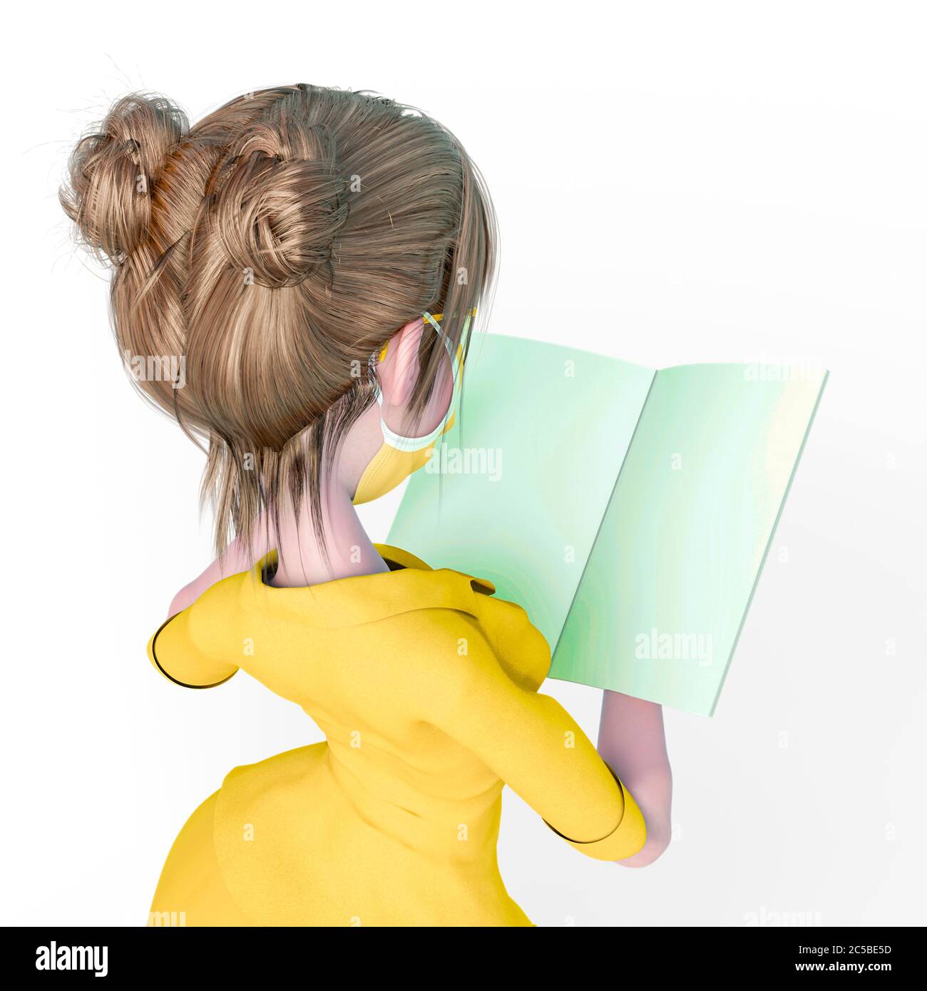 nurse cartoon is reading the chart in white background with copy space ...