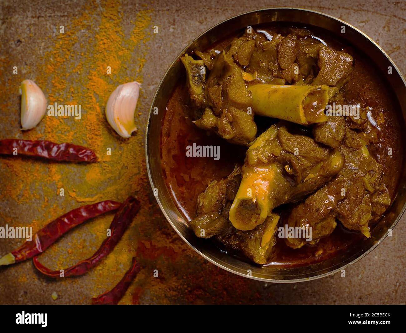 mutton kosha garnish with spices Stock Photo - Alamy