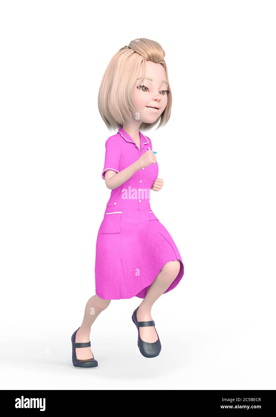 blond nurse cartoon is running, 3d illustration Stock Photo - Alamy