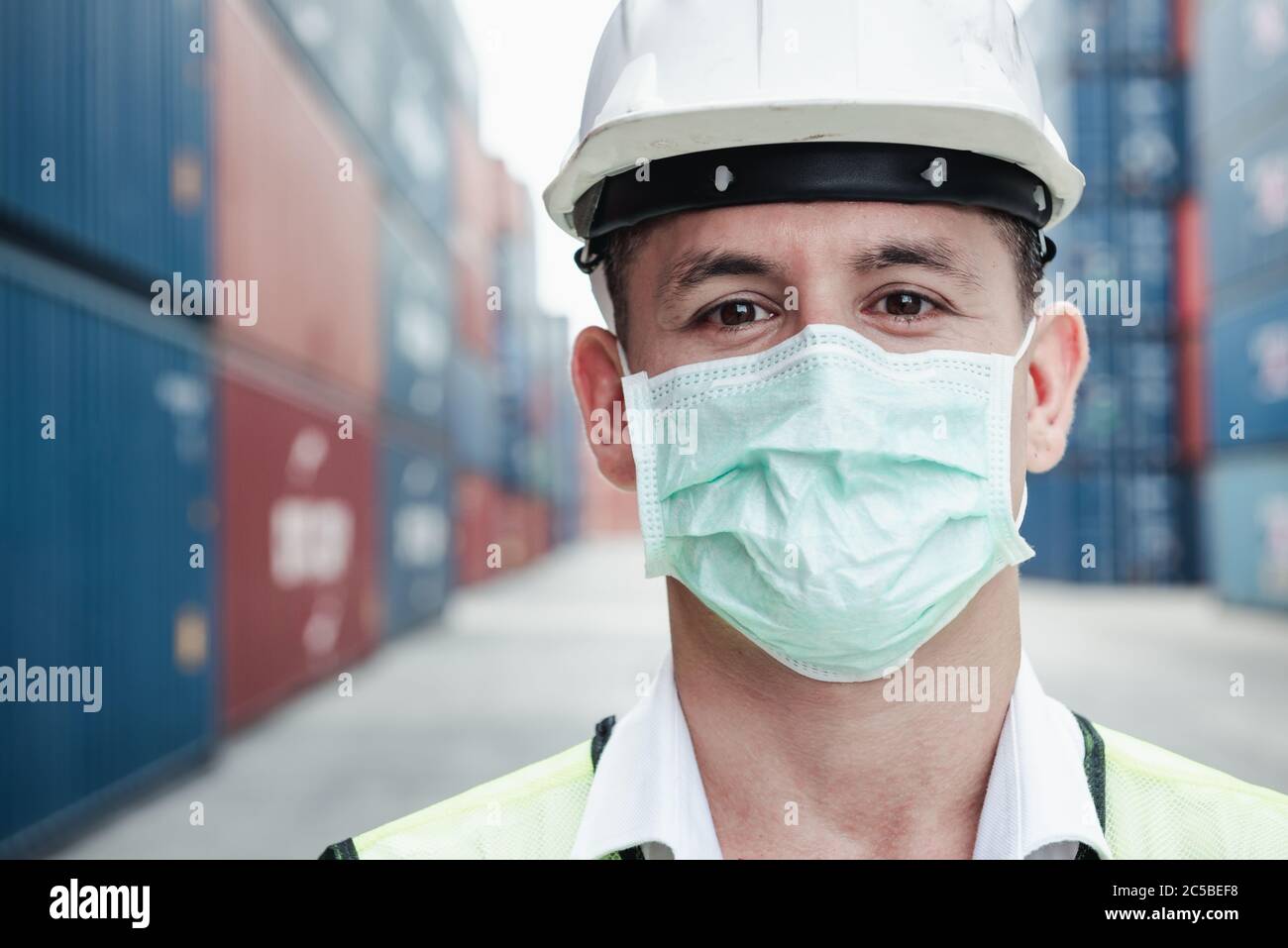 Transport Engineer Man Wearing Medical Face Mask for Prevention ...