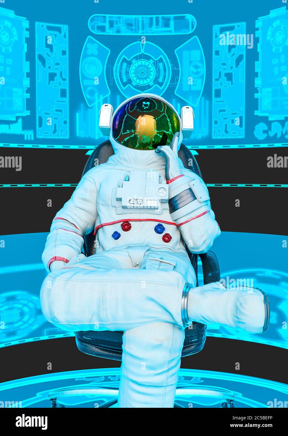 astronaut in virtual reality scene, 3d illustration Stock Photo - Alamy