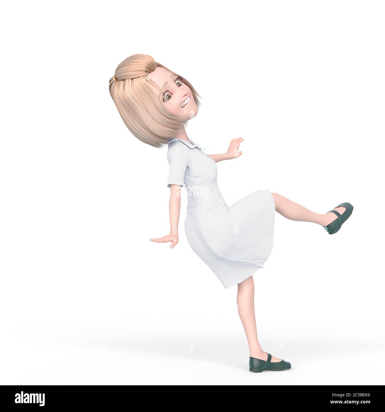 blond nurse cartoon is slipping, 3d illustration Stock Photo - Alamy