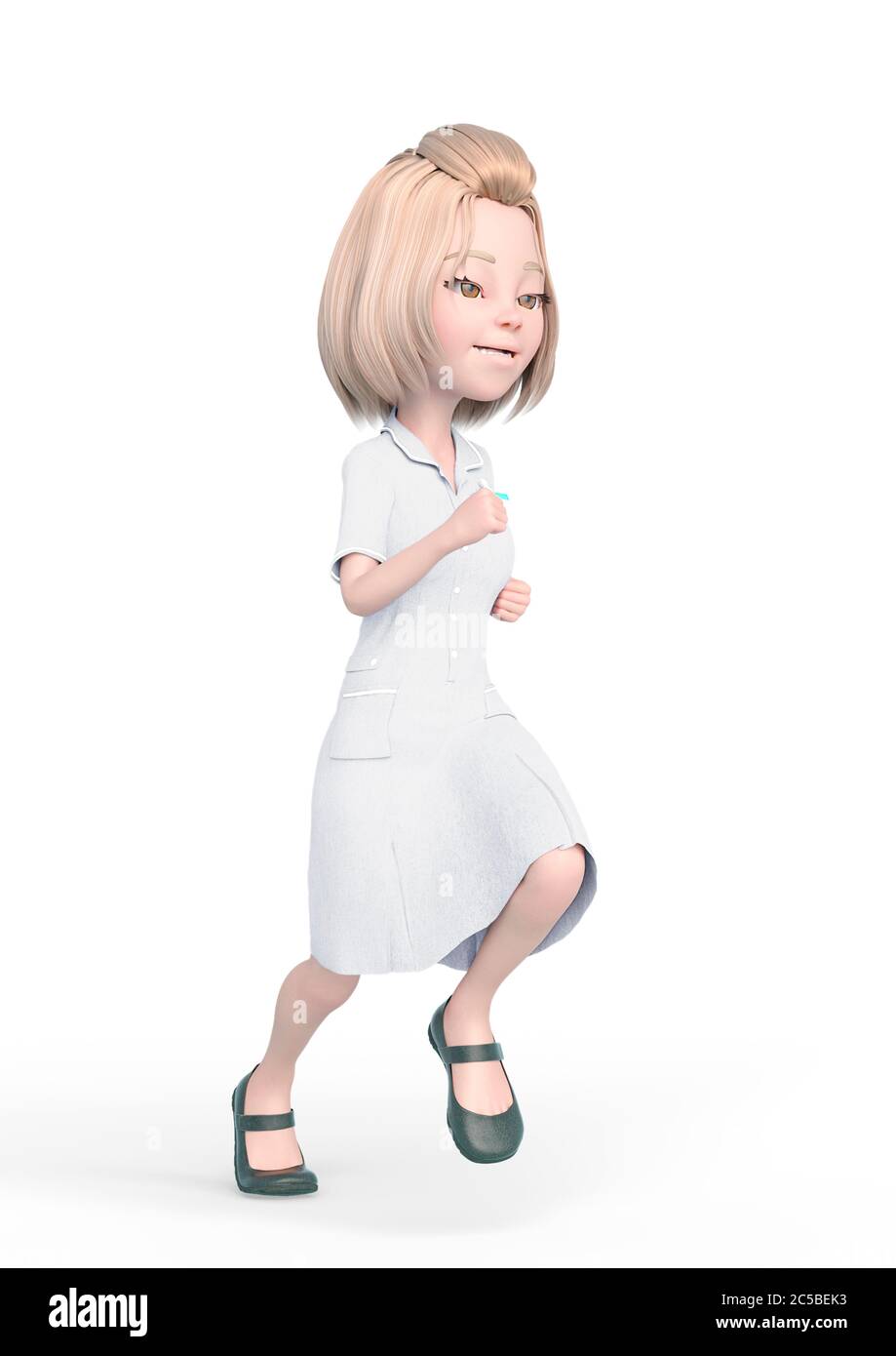 blond nurse cartoon is running, 3d illustration Stock Photo - Alamy