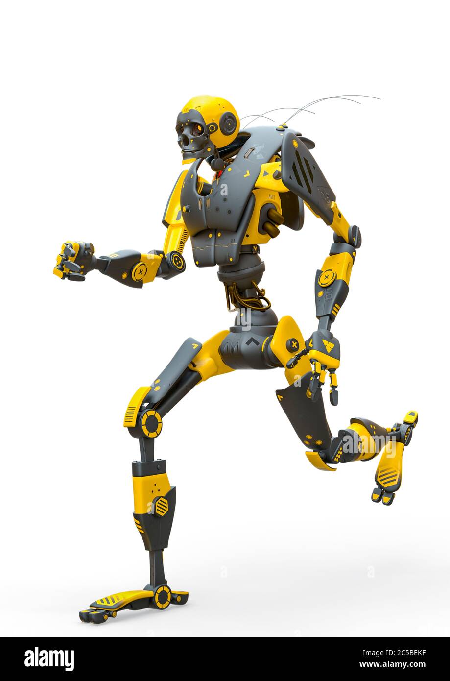 skull bot running in a white background, 3d illustration Stock Photo ...