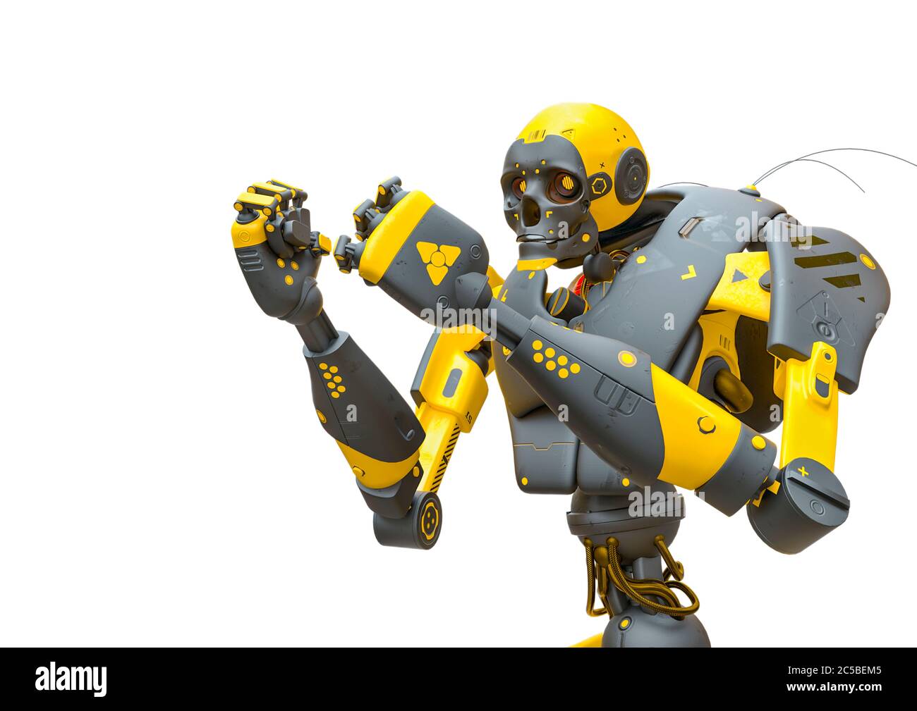 skull bot is ready for war in a white background, 3d illustration Stock ...