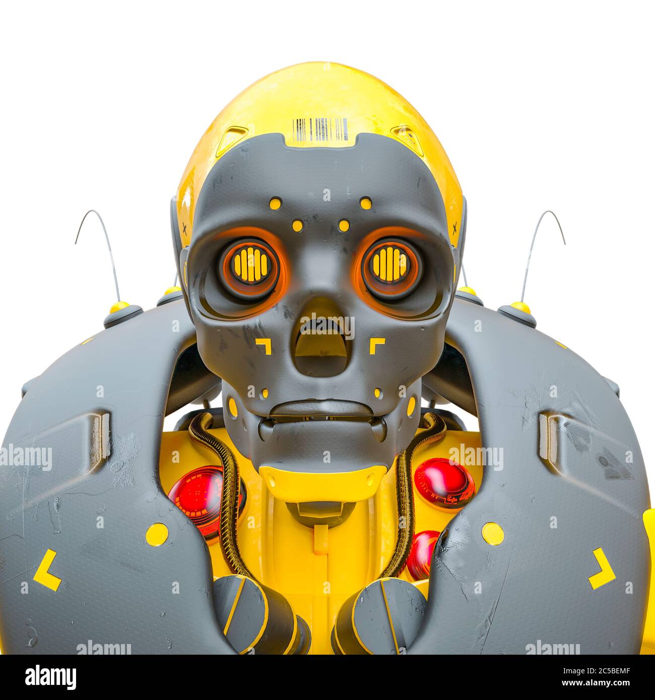 skull bot id profile portrait in a white background, 3d illustration ...