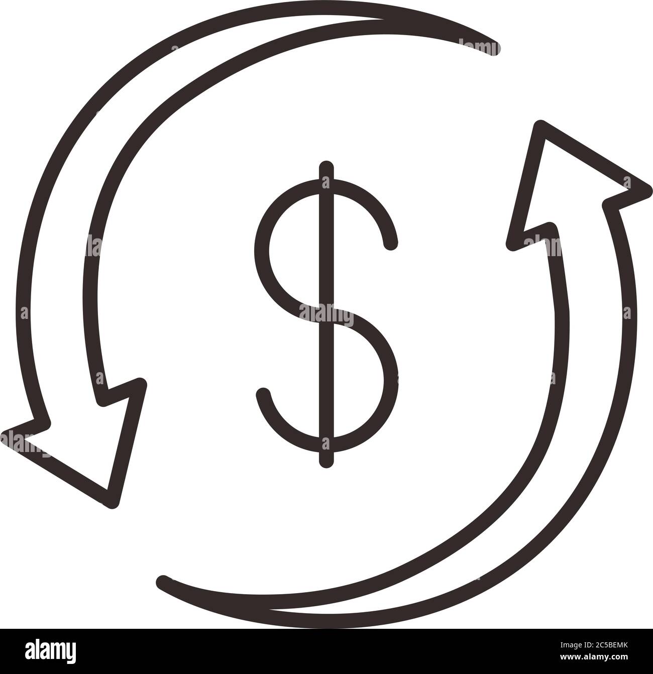 dollar symbol with arrows around line style icon vector illustration ...