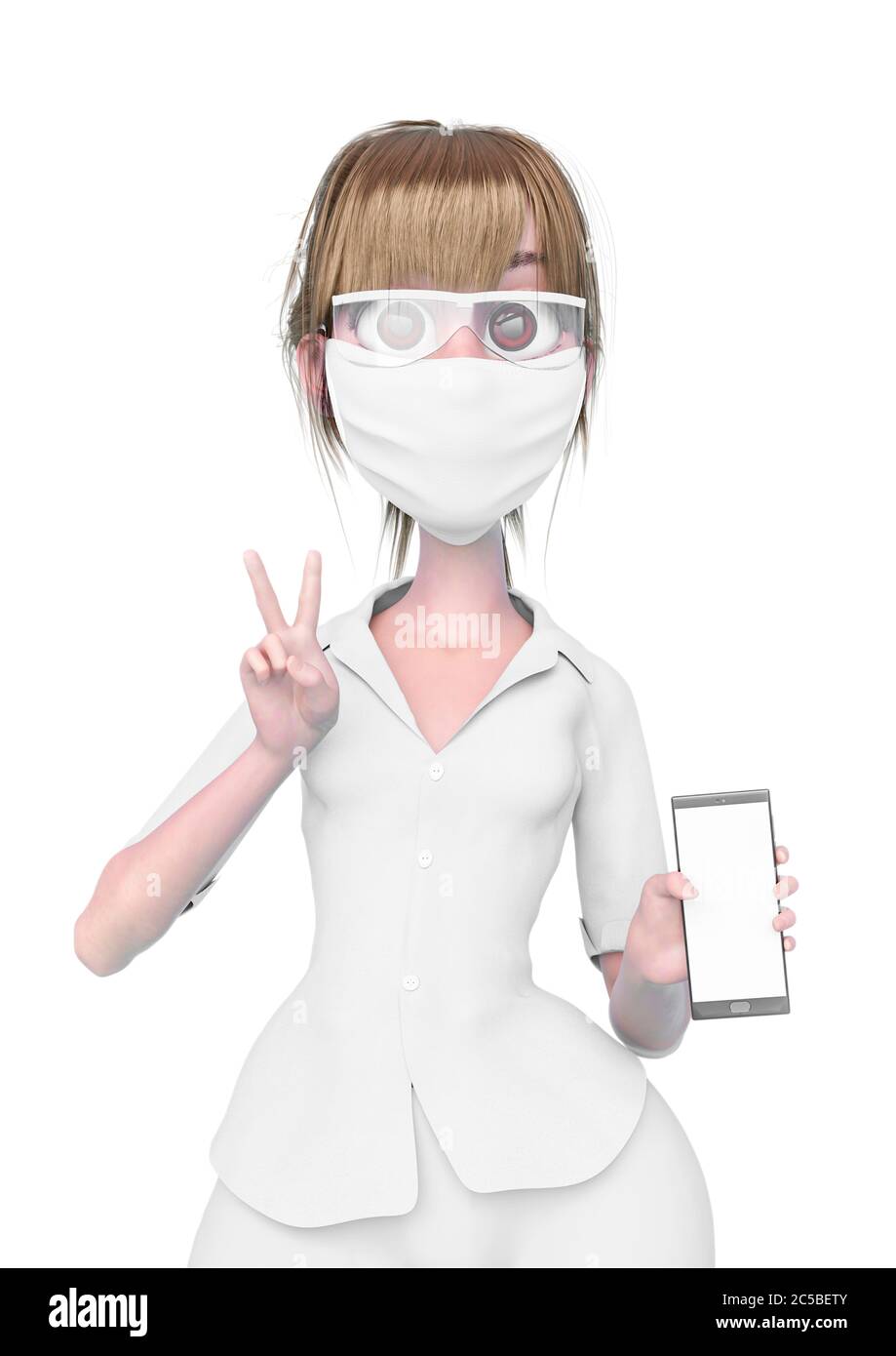 nurse cartoon is holding a cellphone and doing a peace and love pose in ...