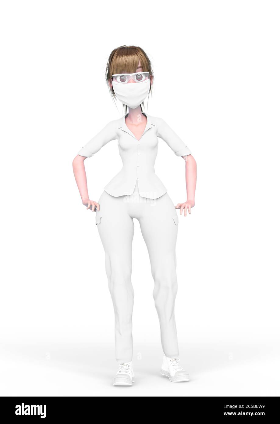 nurse cartoon in white background, 3d illustration Stock Photo - Alamy