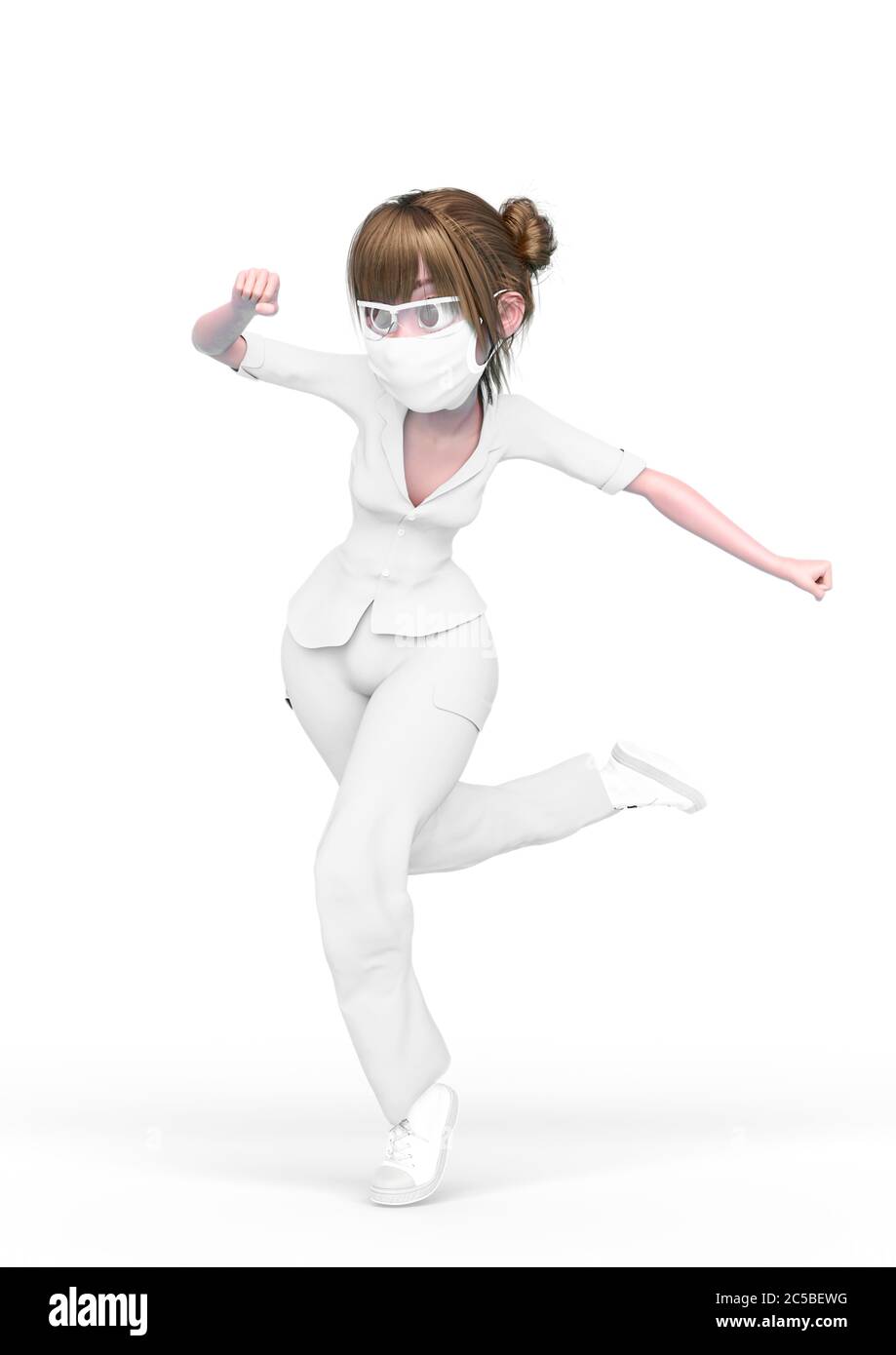 nurse cartoon is running in white background, 3d illustration Stock ...
