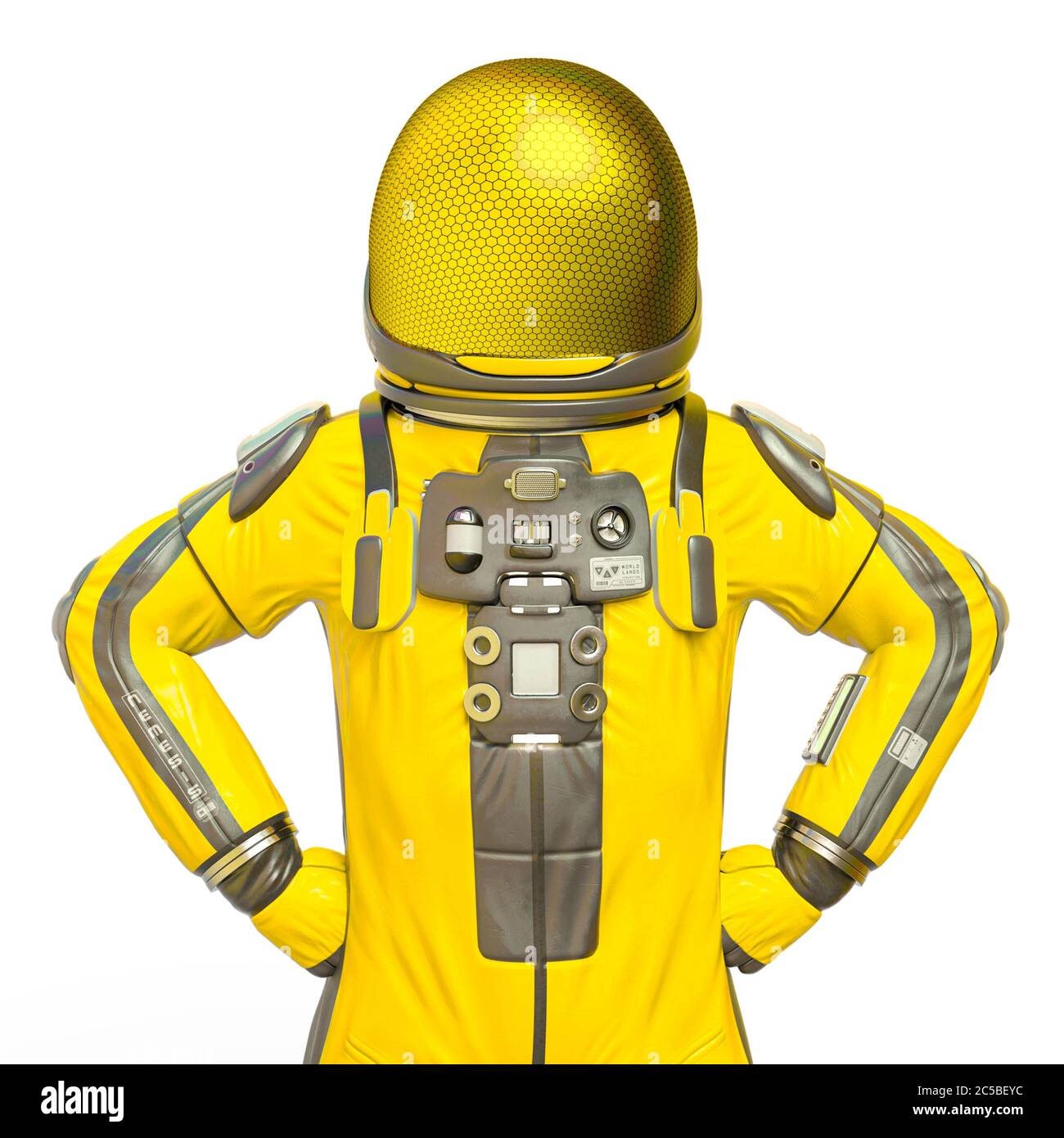 astronaut explorer power pose stand up in white background close up, 3d ...
