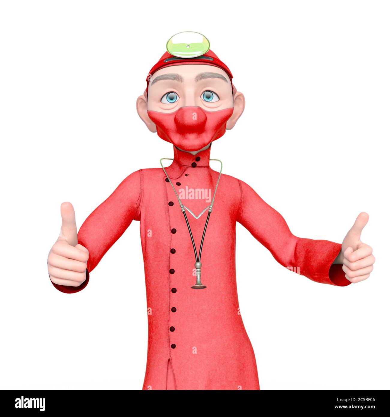 old doctor cartoon saying all is fine, 3d illustration Stock Photo - Alamy