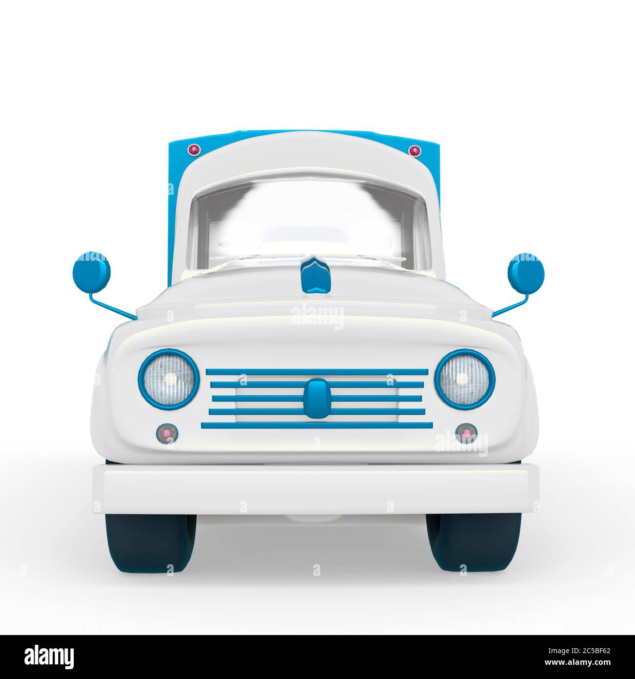 delivery truck cartoon in front view, 3d illustration Stock Photo - Alamy