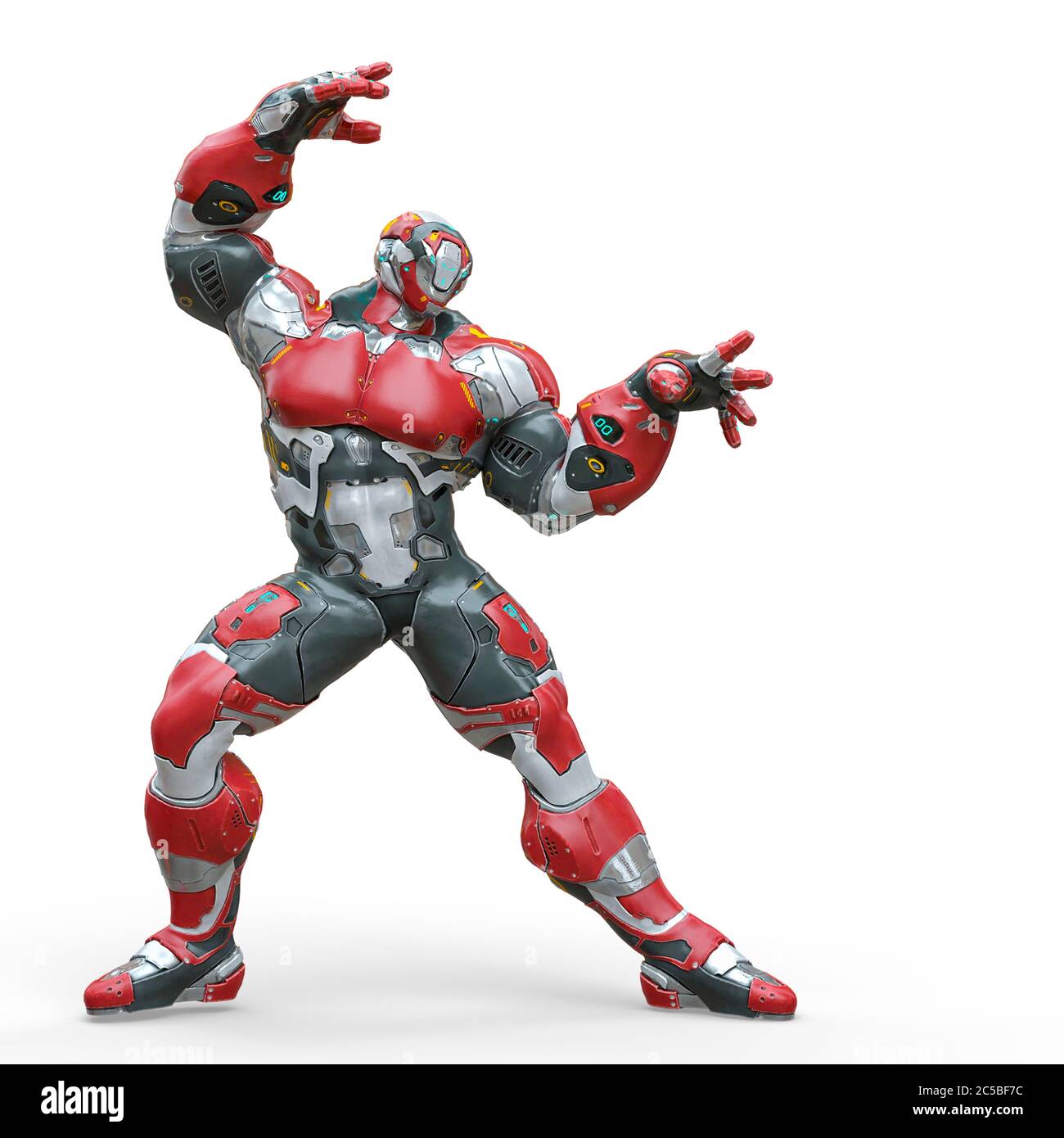 futuristic astronaut is doing a pin up pose in white background, 3d ...