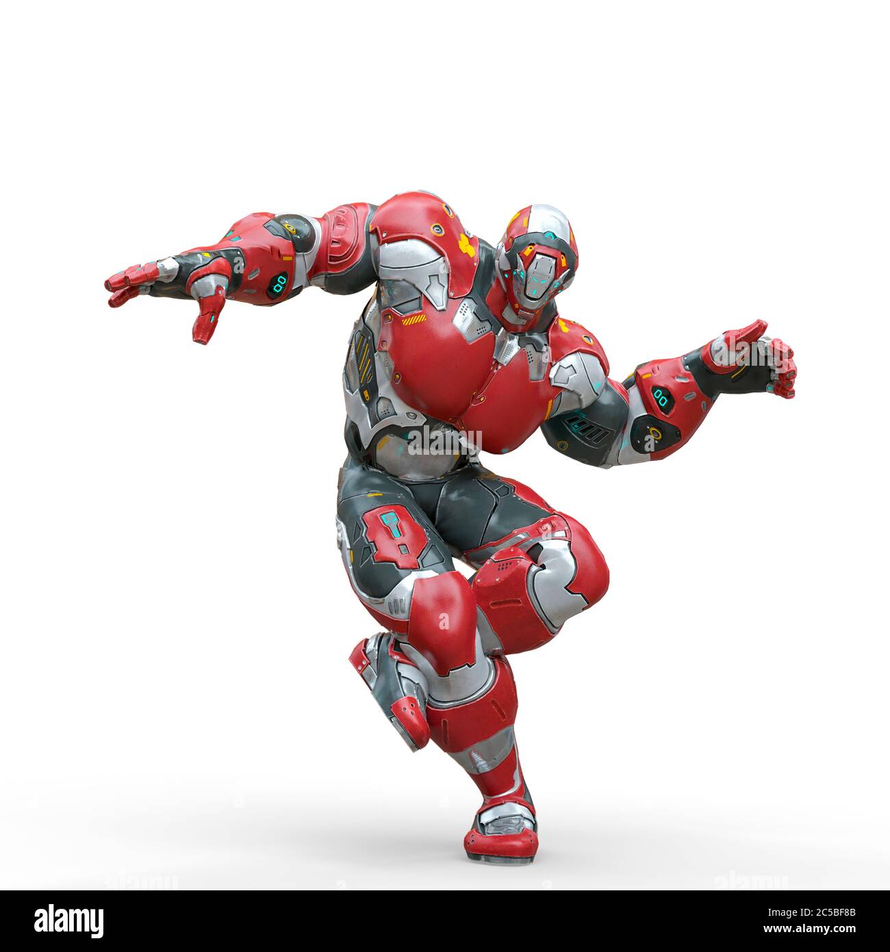futuristic astronaut is doing a break dance in white background, 3d ...