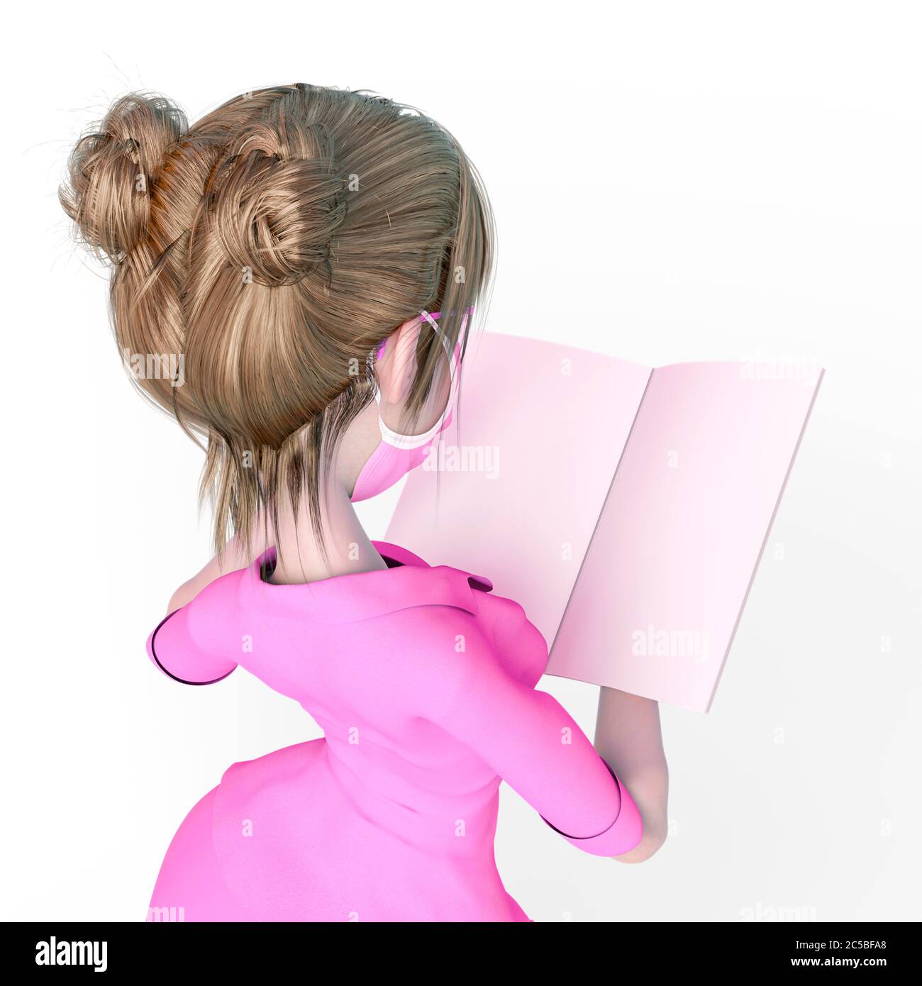 nurse cartoon is reading the chart in white background with copy space ...
