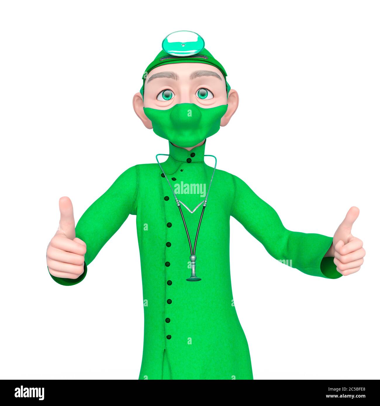 old doctor cartoon saying all is fine, 3d illustration Stock Photo - Alamy