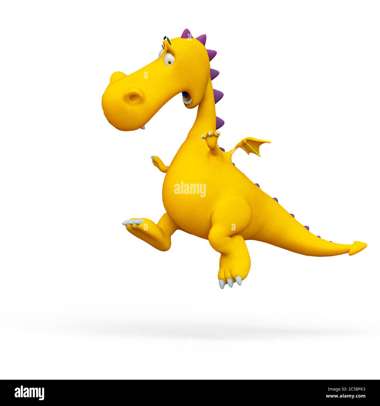 baby dragon cartoon scared in a white background, 3d illustration Stock ...