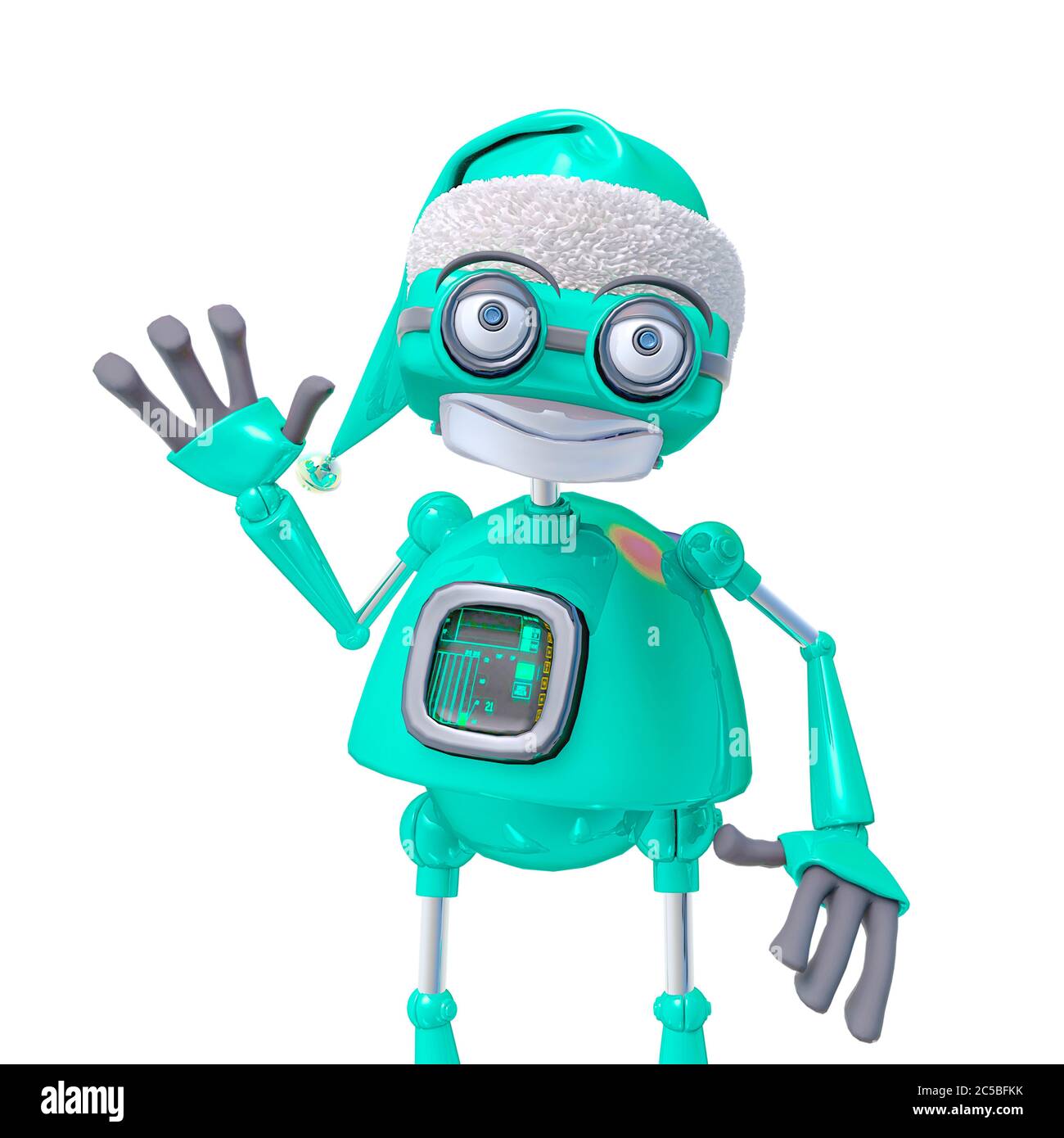 santa bot saying hello in white background, 3d illustration Stock Photo ...