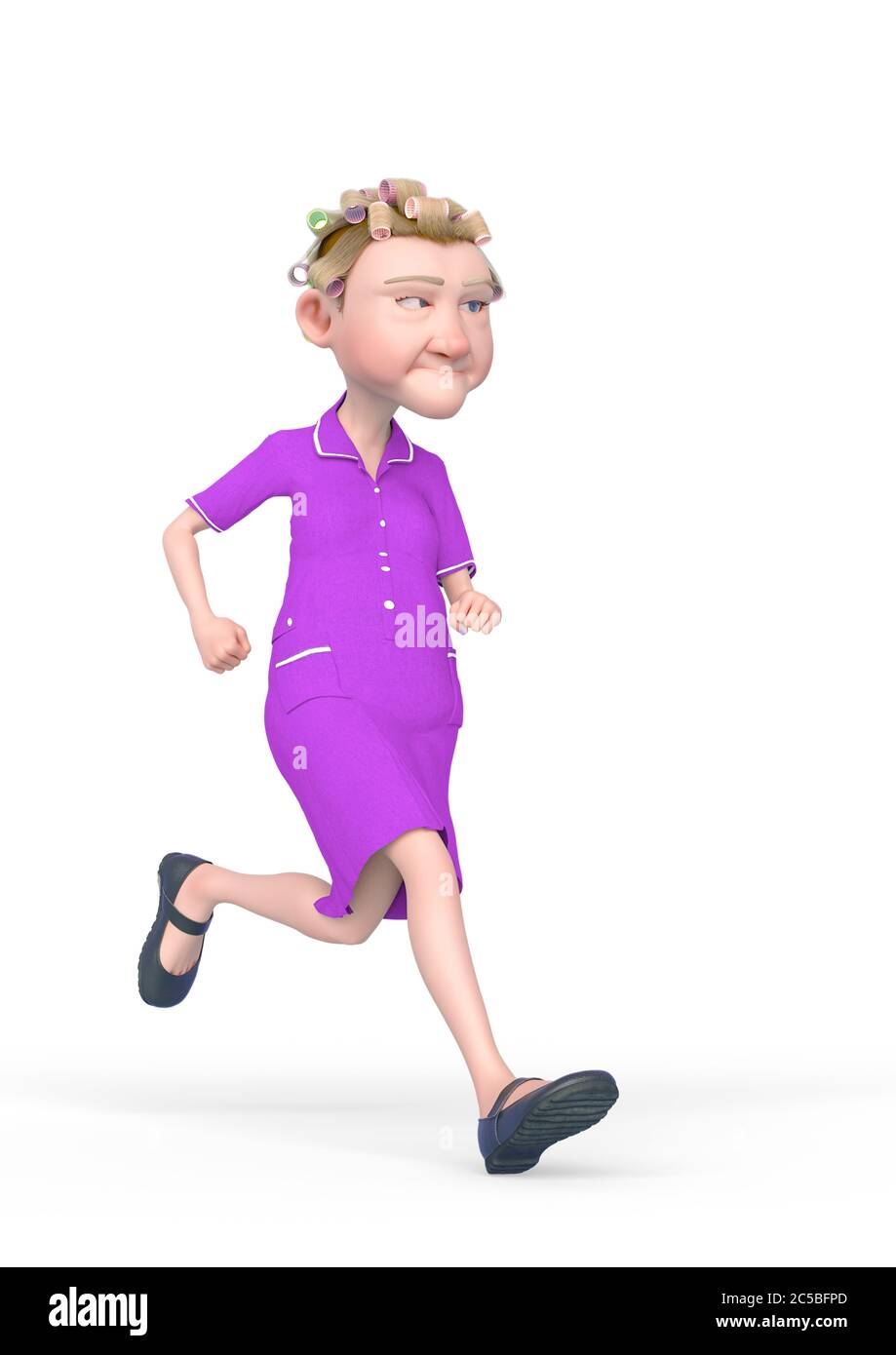 grandma nurse cartoon is jogging in white background, 3d illustration ...