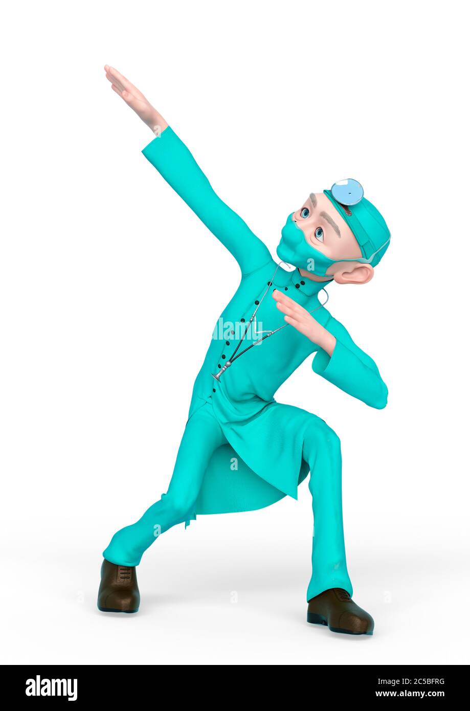 old doctor cartoon is doing a hip hop pose, 3d illustration Stock Photo ...
