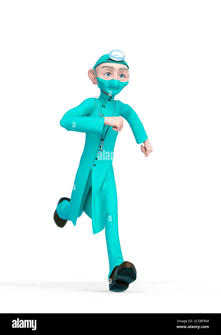 old doctor cartoon is running, 3d illustration Stock Photo - Alamy