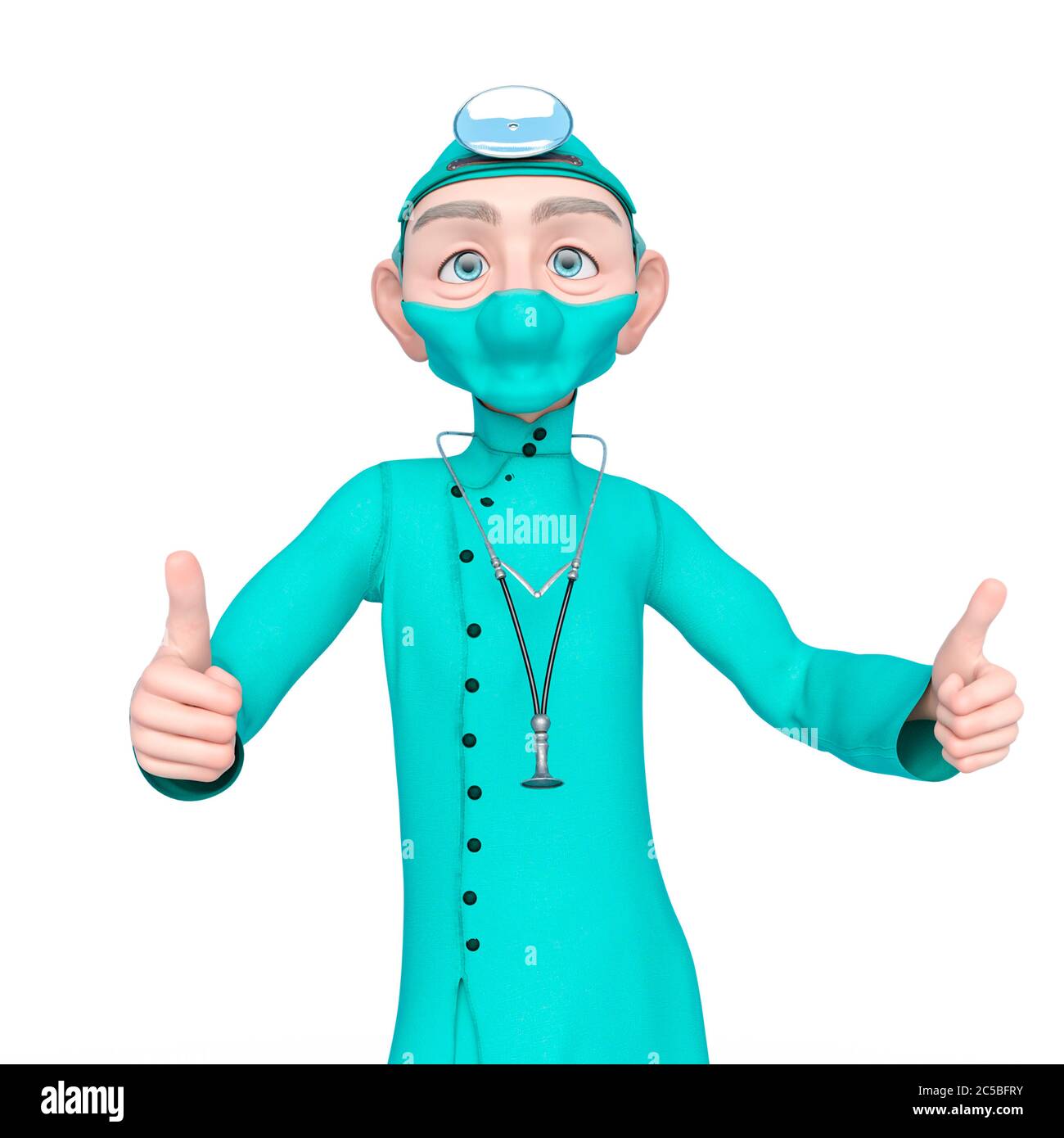 old doctor cartoon saying all is fine, 3d illustration Stock Photo - Alamy