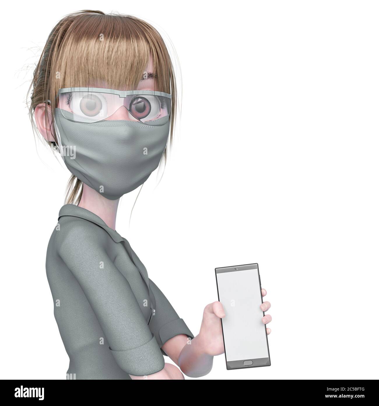 nurse cartoon is holding a cellphone and showing the news in white ...