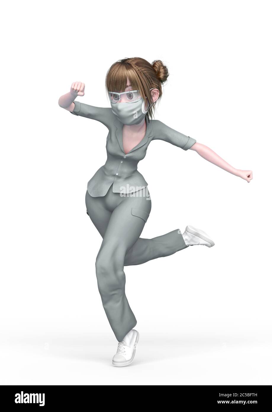 nurse cartoon is running in white background, 3d illustration Stock ...