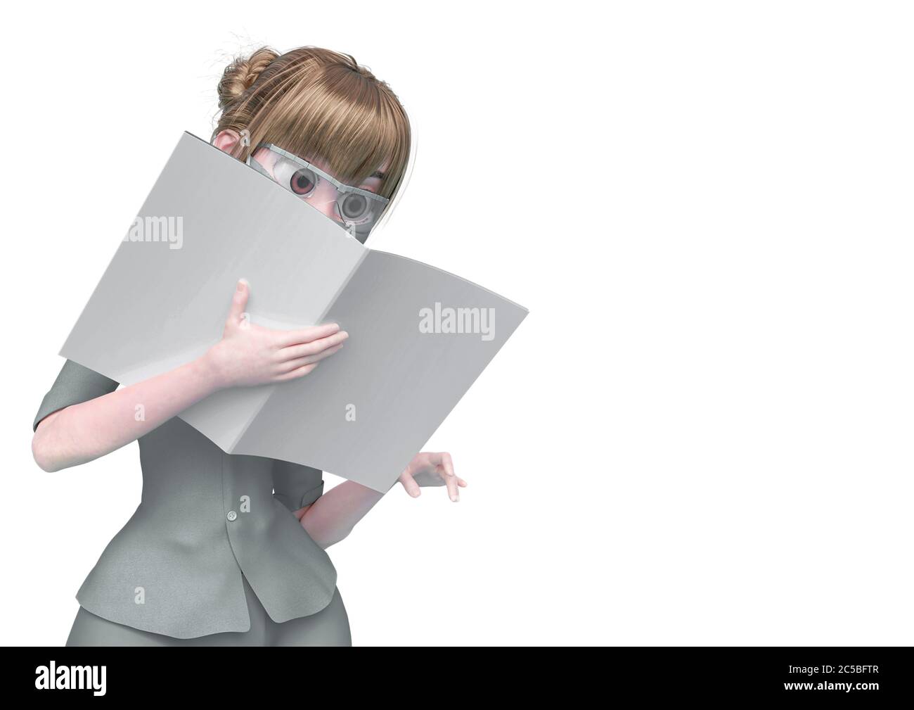 nurse cartoon is reading the chart in white background with copy space ...