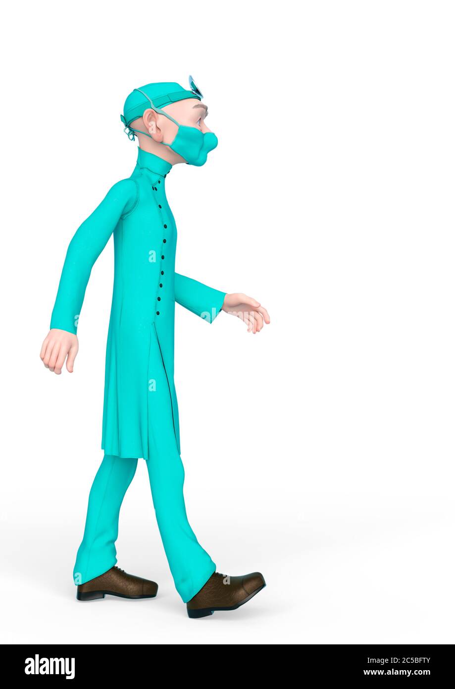 old doctor cartoon is walking, 3d illustration Stock Photo - Alamy