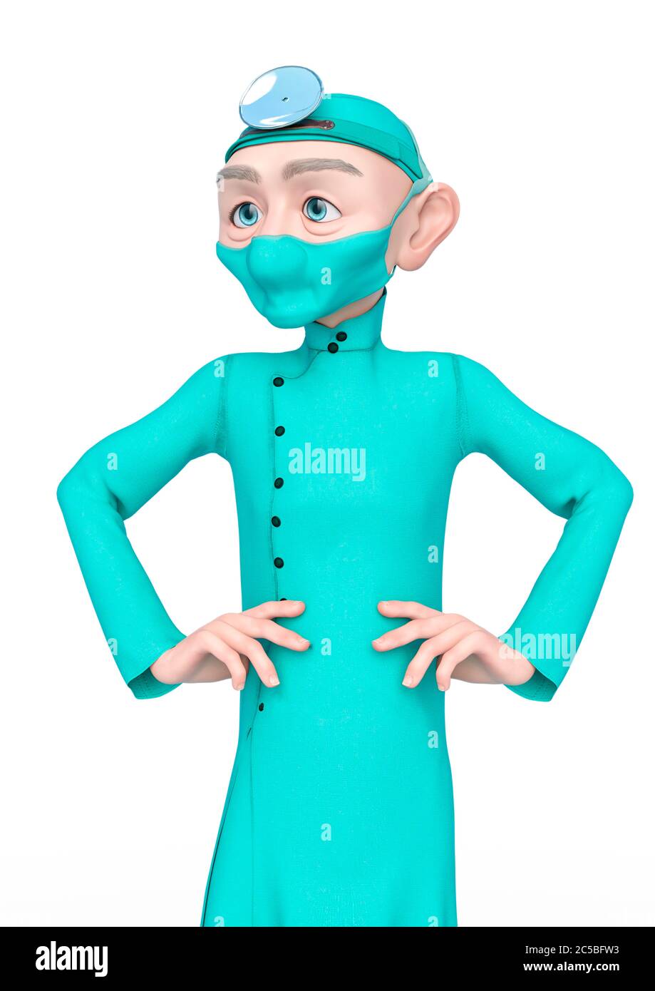 old doctor cartoon is ready to fight, 3d illustration Stock Photo - Alamy