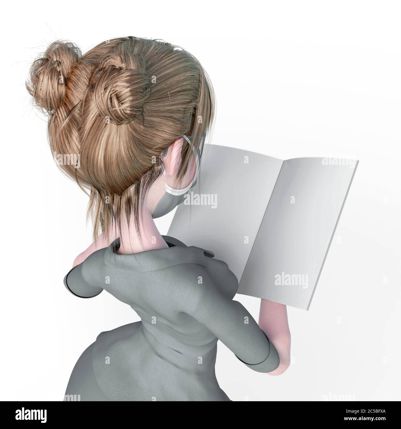nurse cartoon is reading the chart in white background with copy space ...