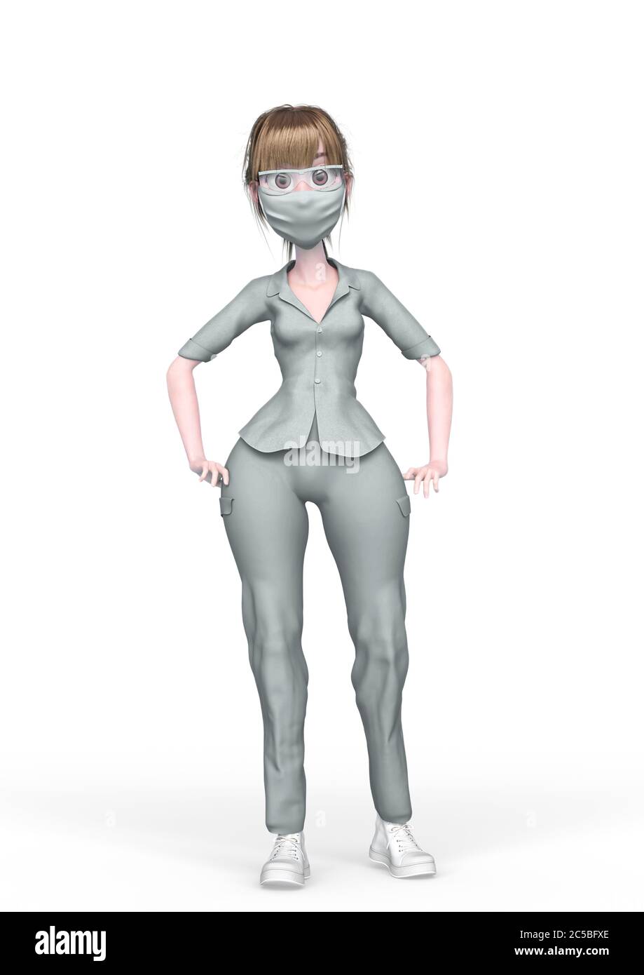 nurse cartoon in white background, 3d illustration Stock Photo - Alamy