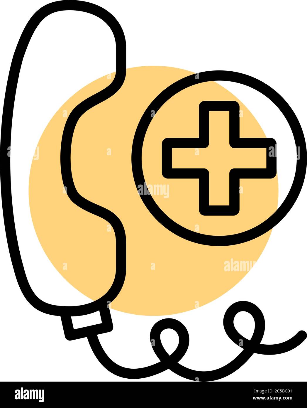 telephone with medical cross symbol line style vector illustration ...