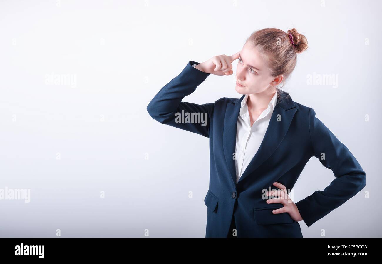 Portrait of Business Woman in Doubting Confused Emotion on Isolated ...