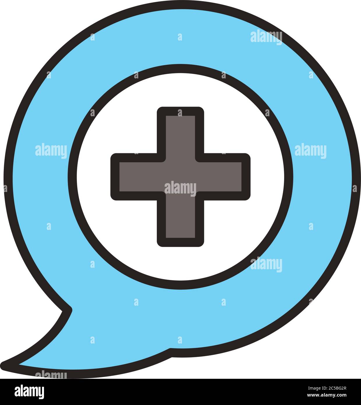 medical cross symbol in speech bubble line and fill style vector ...