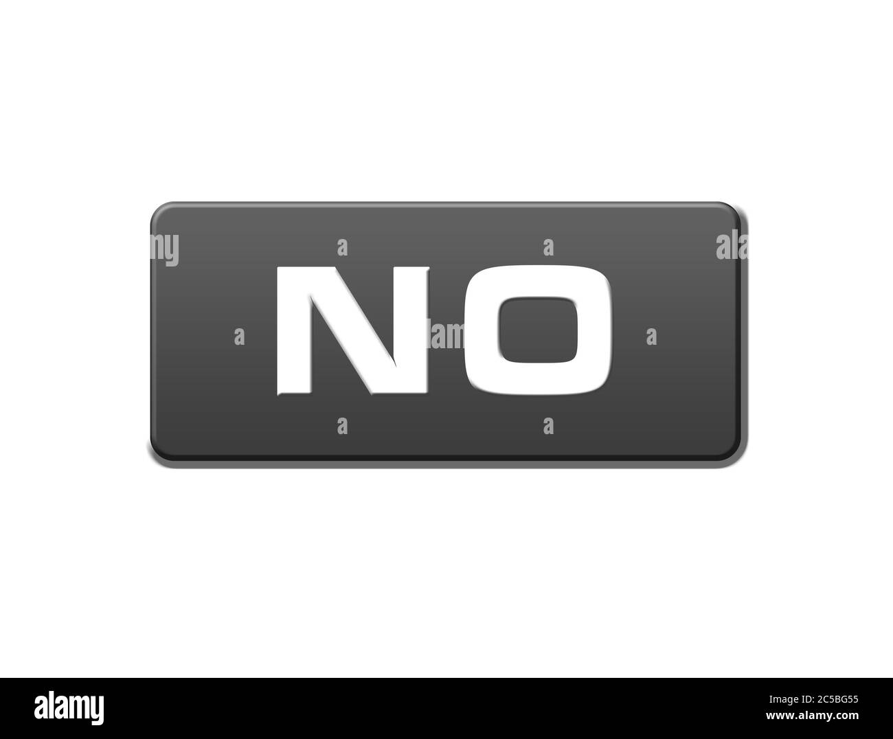 Conceptual illustration of a grey button with a " no " writing isolated ...