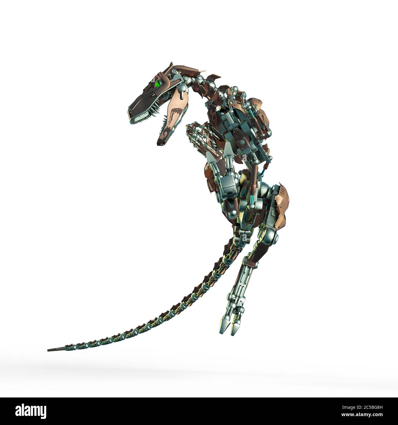 dino raptor robot is jumping, 3d illustration Stock Photo - Alamy