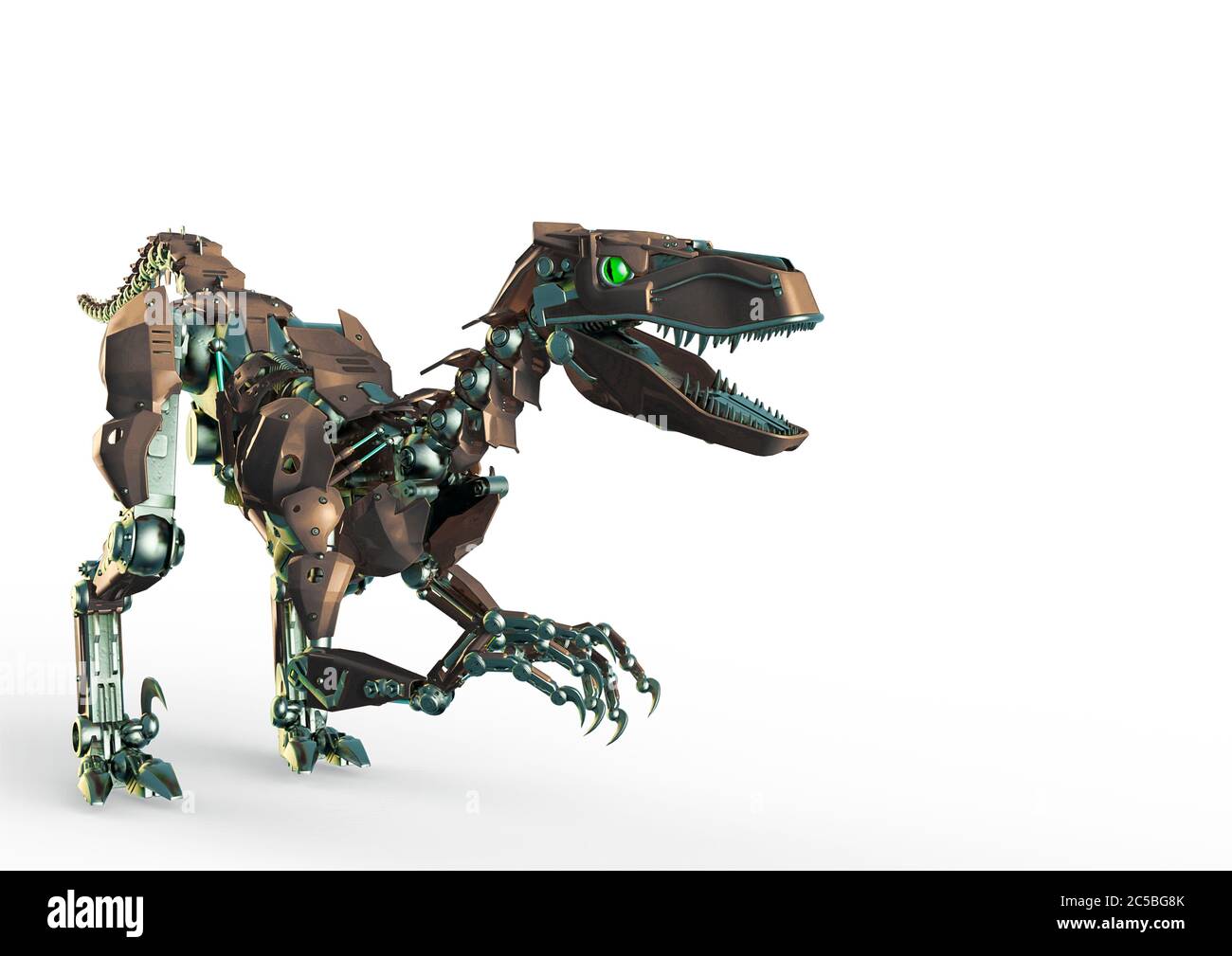 dino raptor robot is planning to attack, 3d illustration Stock Photo ...