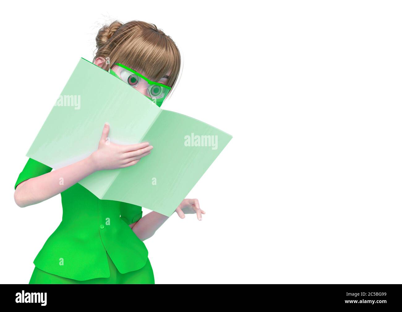 nurse cartoon is reading the chart in white background with copy space ...