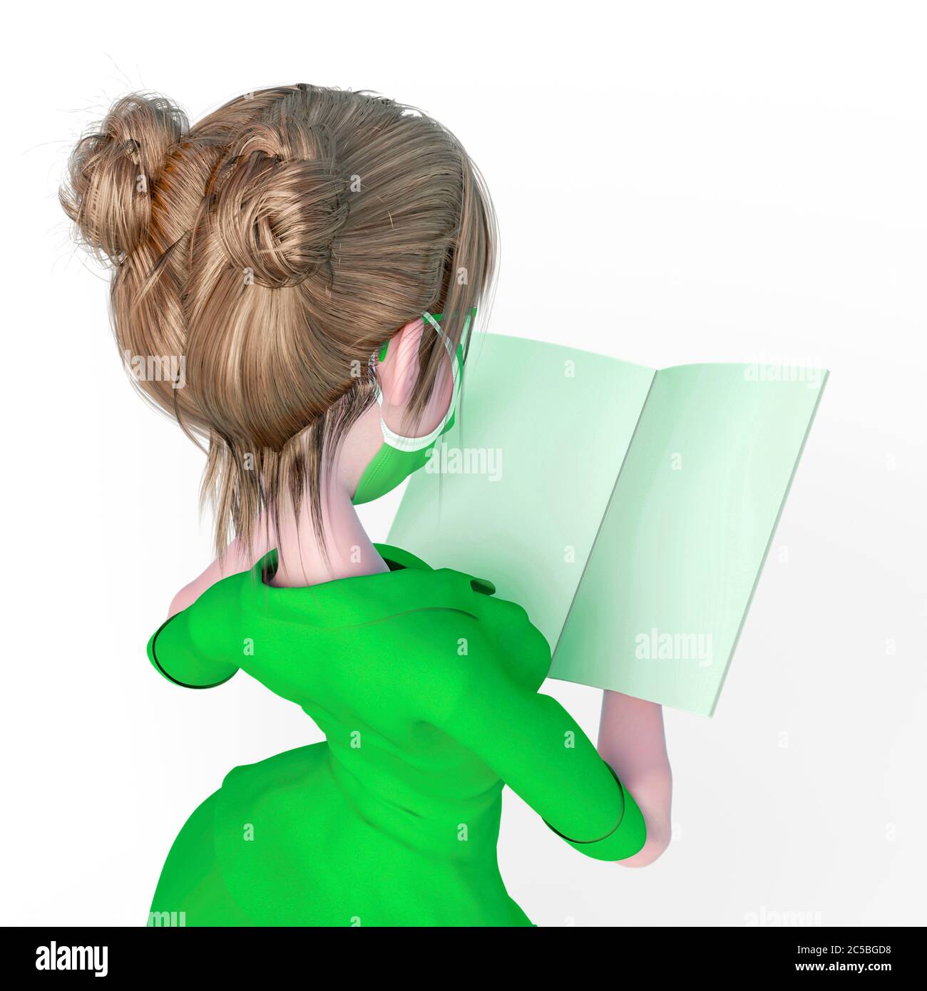 nurse cartoon is reading the chart in white background with copy space ...