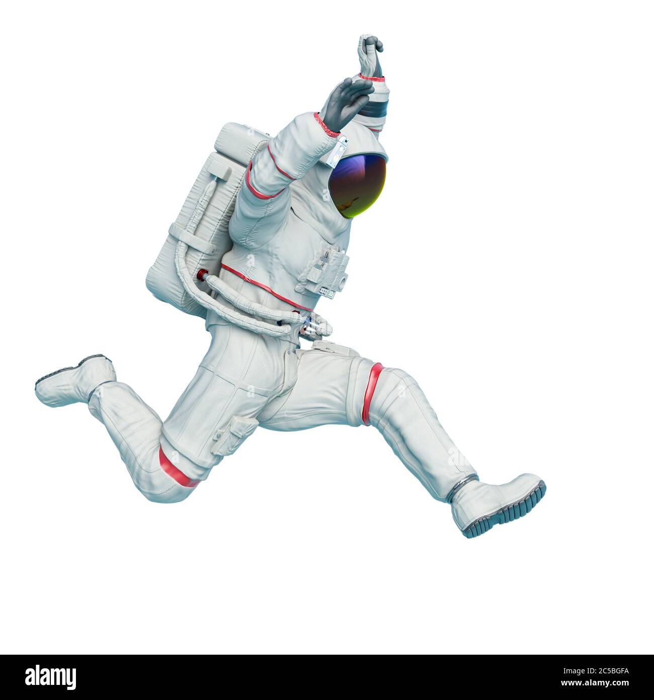 astronaut is doing a jump action, 3d illustration Stock Photo - Alamy