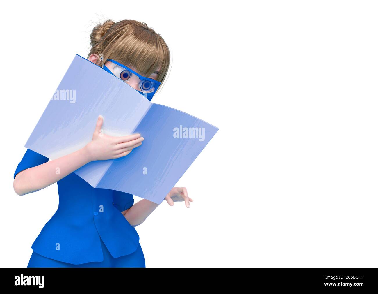 nurse cartoon is reading the chart in white background with copy space ...