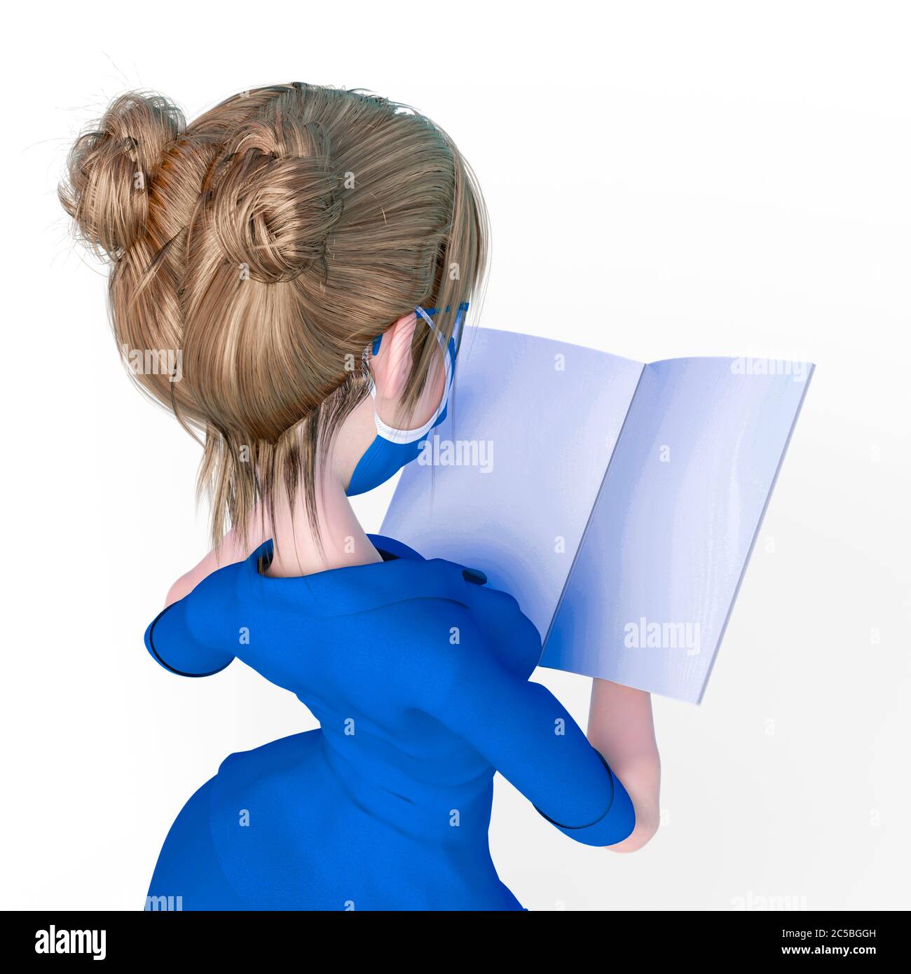 nurse cartoon is reading the chart in white background with copy space ...